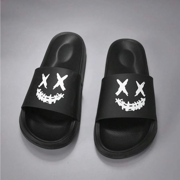 Shoes | Mens Black Smiley Face Flipflops X X | Poshmark